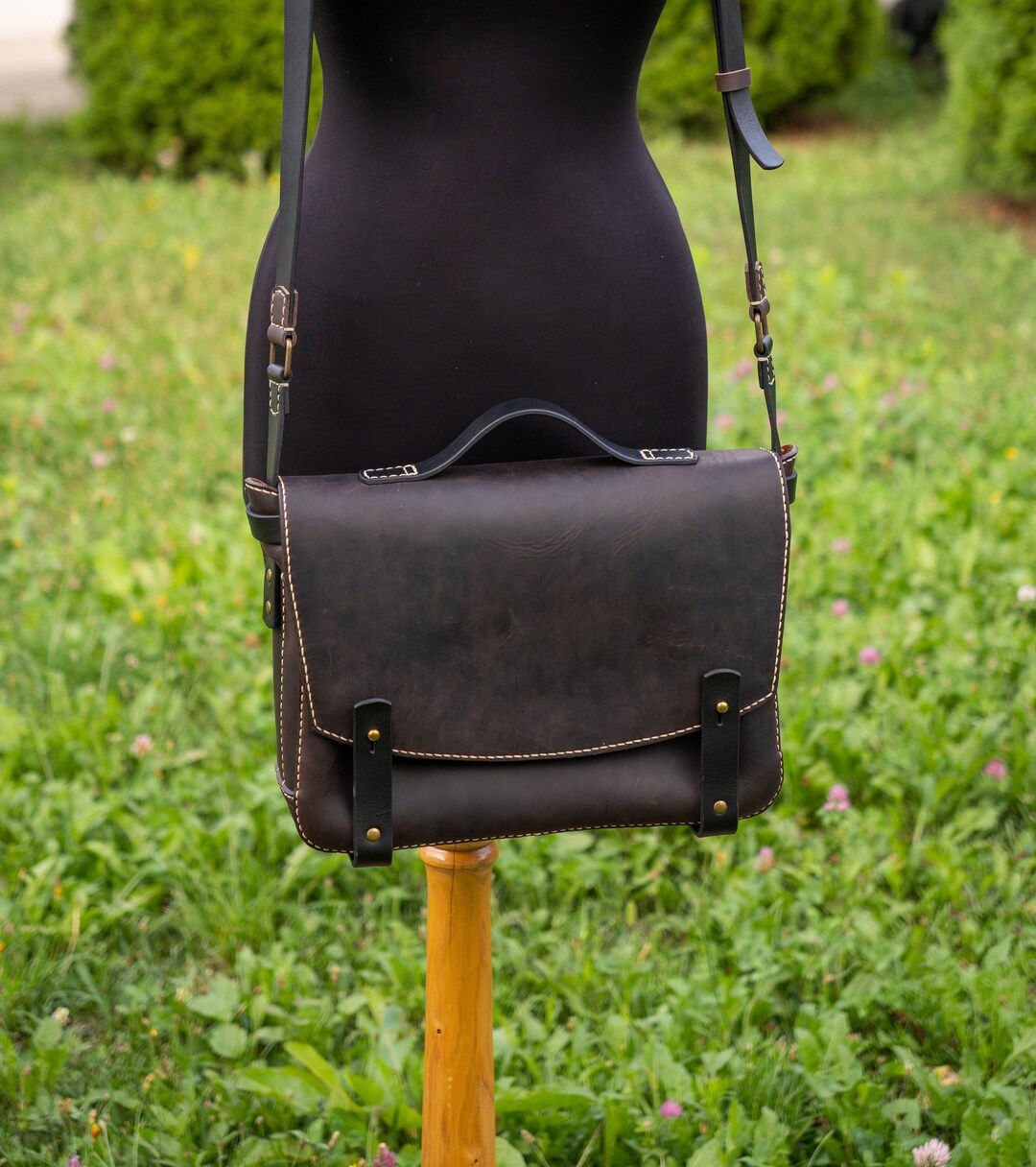 Leather Bag-handmade Bag-messenger Bag-hand Sewn Leather Bag-brown Bag ...