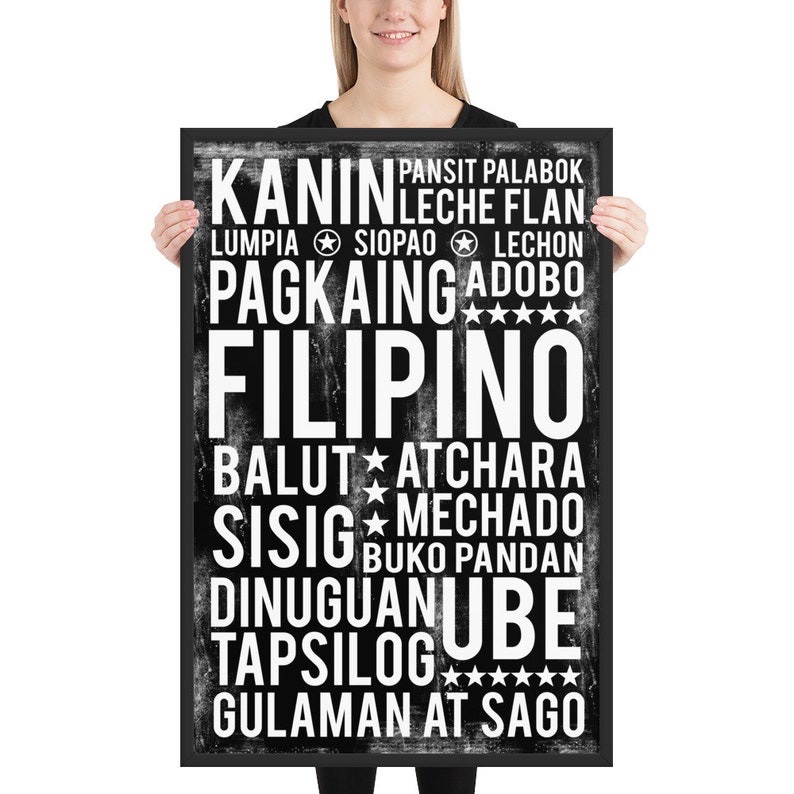 Filipino Food Poster - Framed Word Art - Food Art Print - Filipino ...