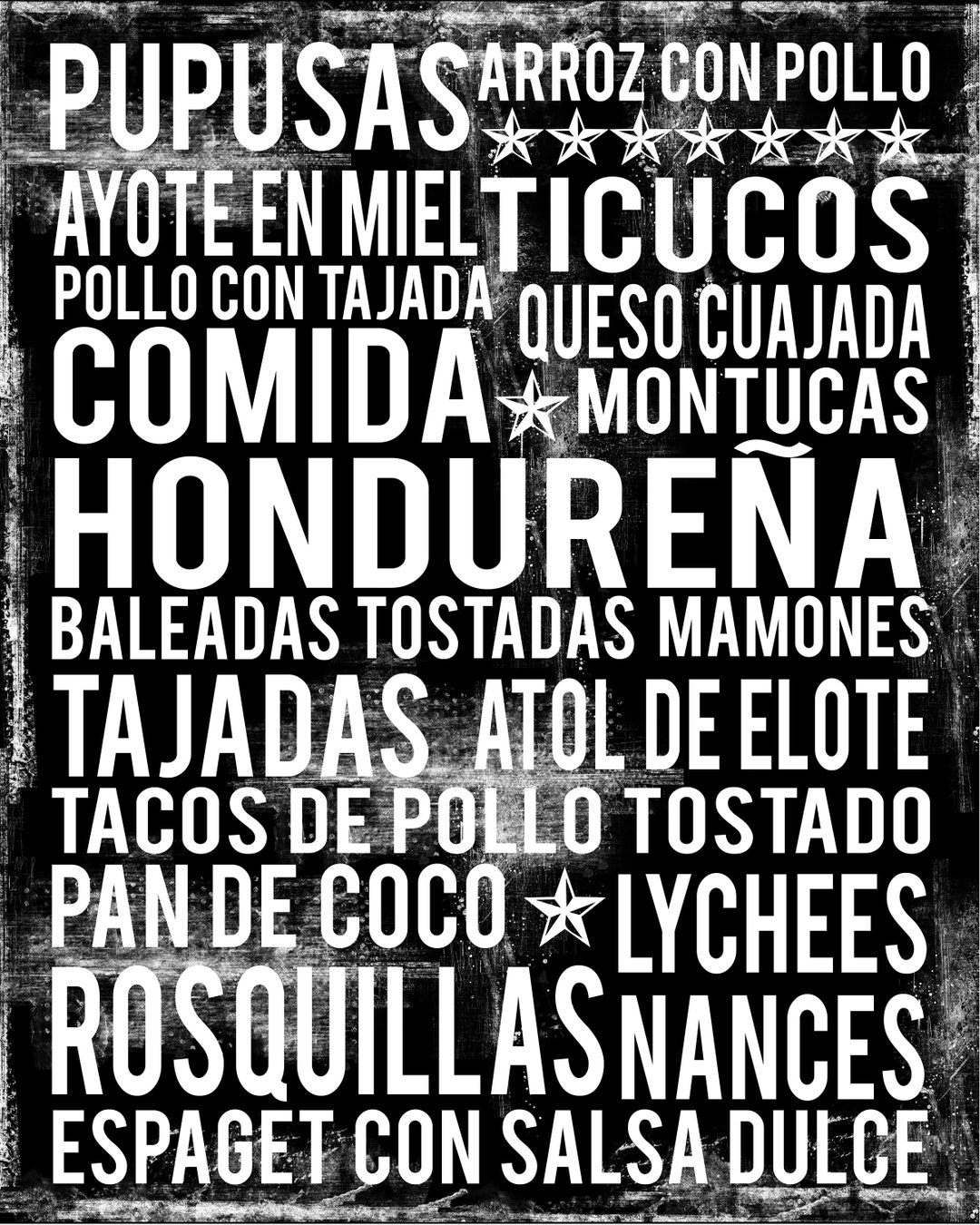 Honduras Kitchen Art - Honduran Food Art - Honduras Food Poster ...