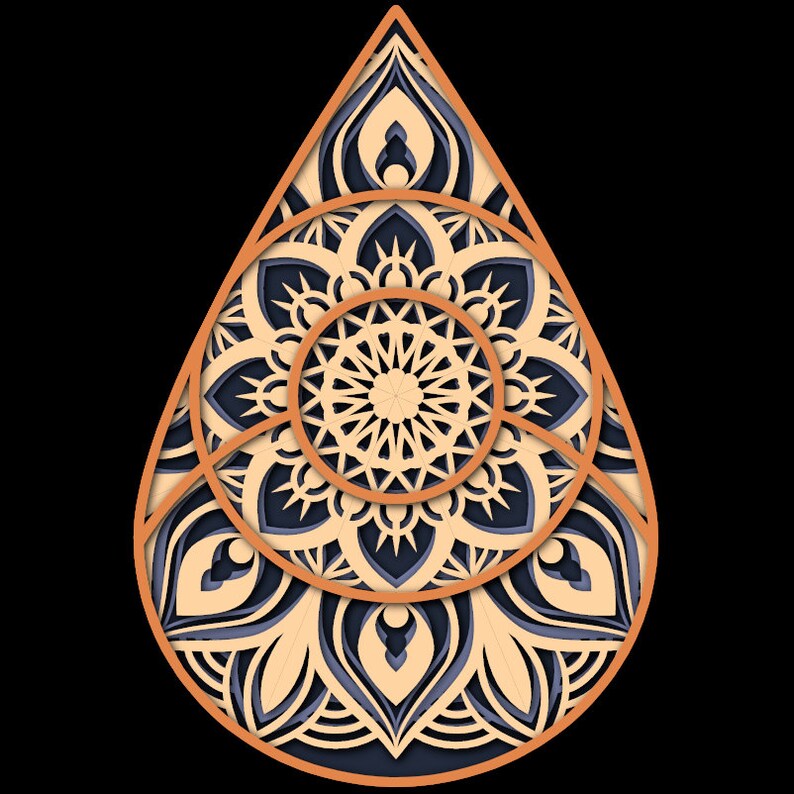 Layered Teardrop Mandala Svg / Cutting File Download for - Etsy