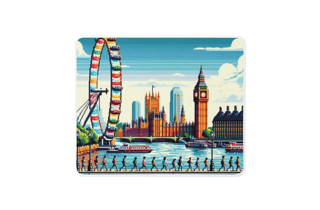 Colourful Pixel Art Style London Landscape Non Slip Mouse Mat / Mouse ...