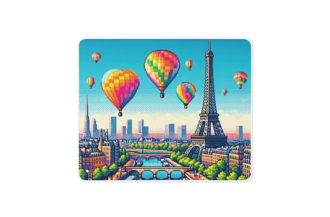 Colourful Pixel Art Style Paris Landscape Non Slip Mouse Mat / Mouse ...