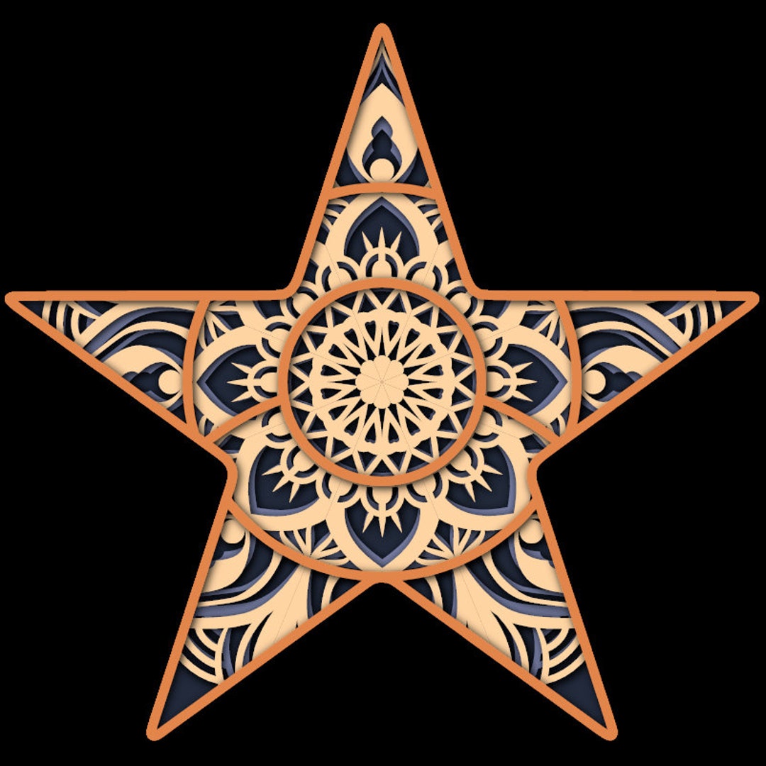 Layered Star Mandala Svg / Cutting File Download for Cricut and Laser ...