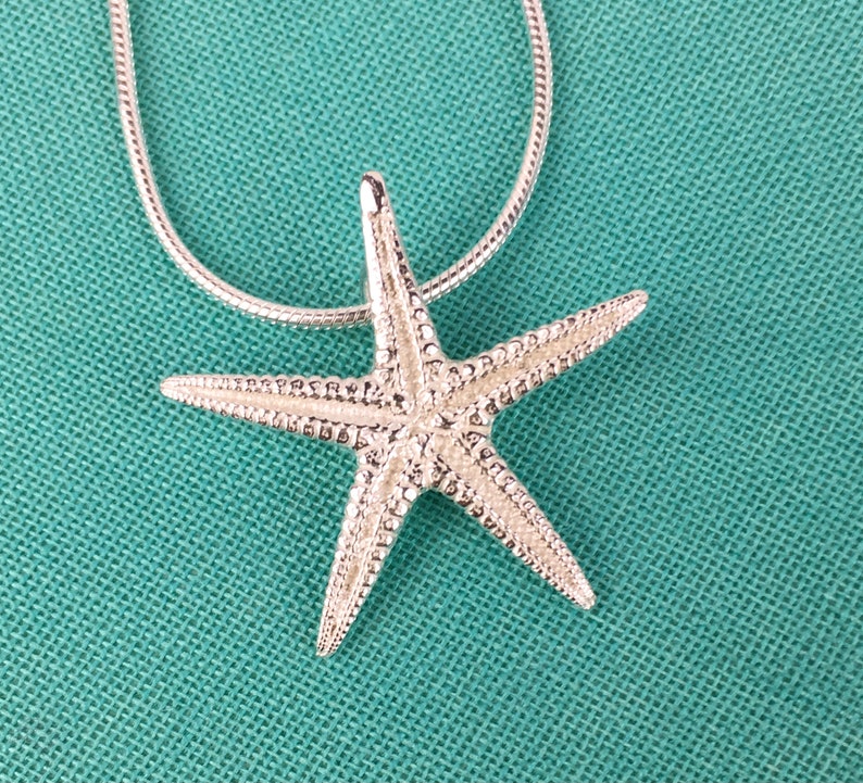 Starfish Necklace Silver Starfish Pendant Silver Shell - Etsy