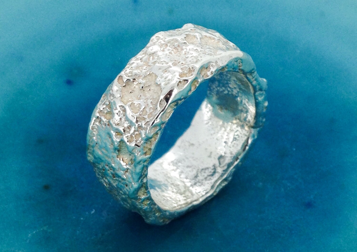 Chunky Silver Ring Icy Silver Ring Size P Simple Silver Ring Hammered ...