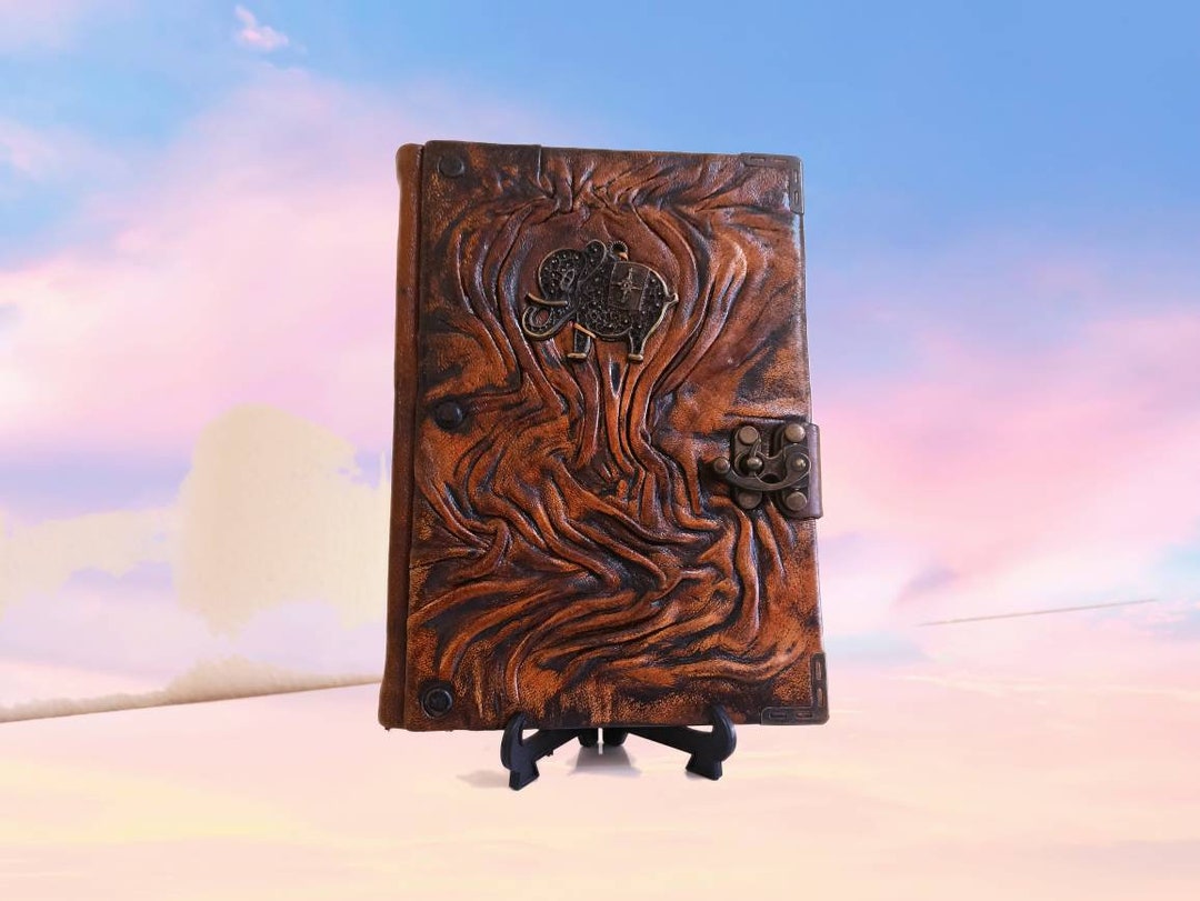 Leather Diary With Lock, Leather Journal , Daybook, Memorybook Elephant ...