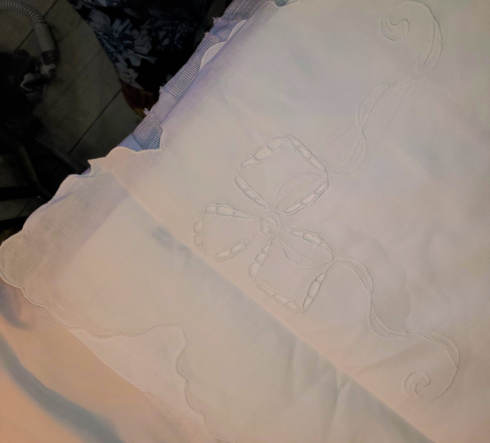 Embroidered Bed Sheet Vintage NOS Linen Cotton Original Packaging Bed ...