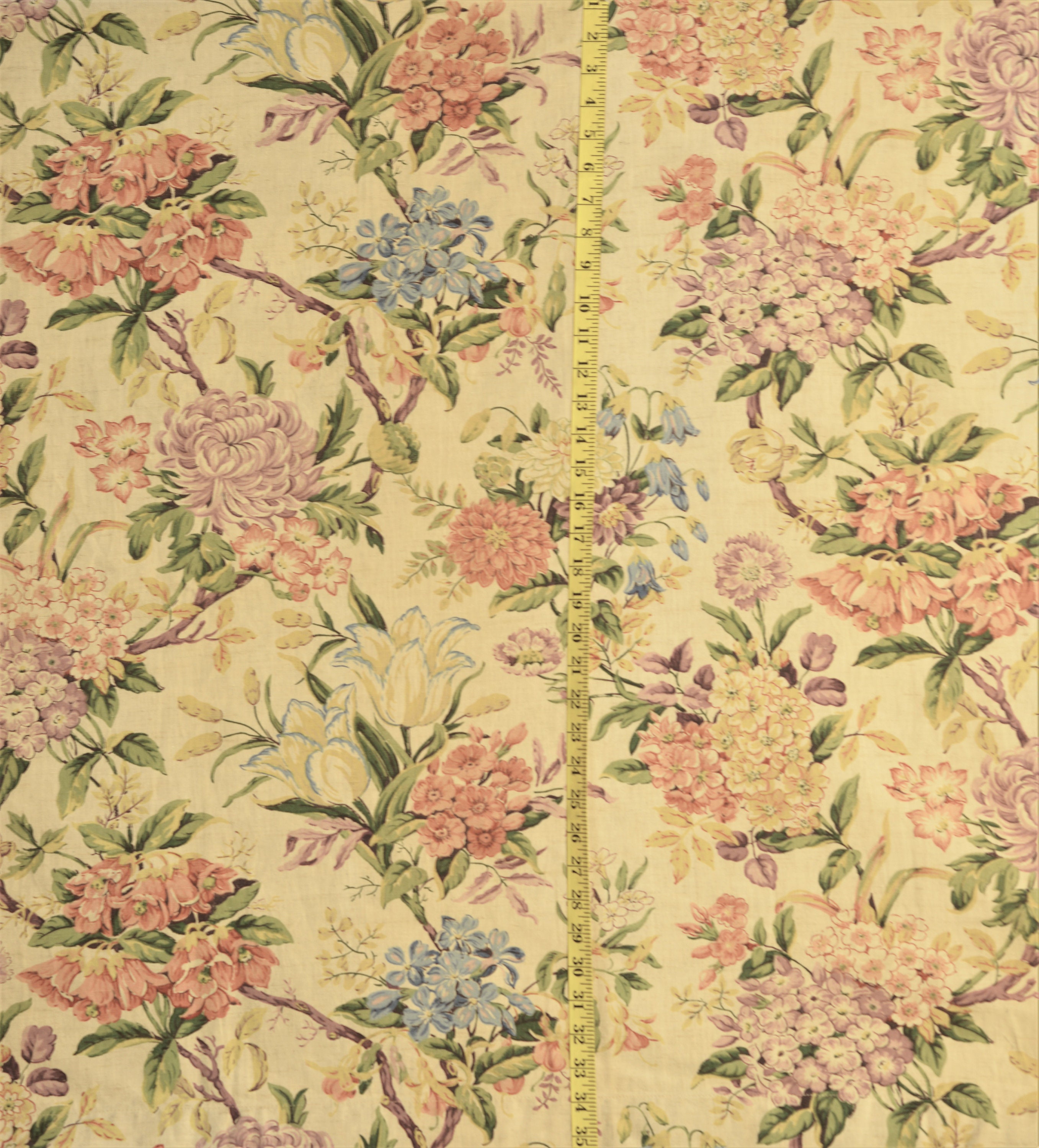 Antique Linen Fabric Classical English French Floral Early 20th C 1930 ...