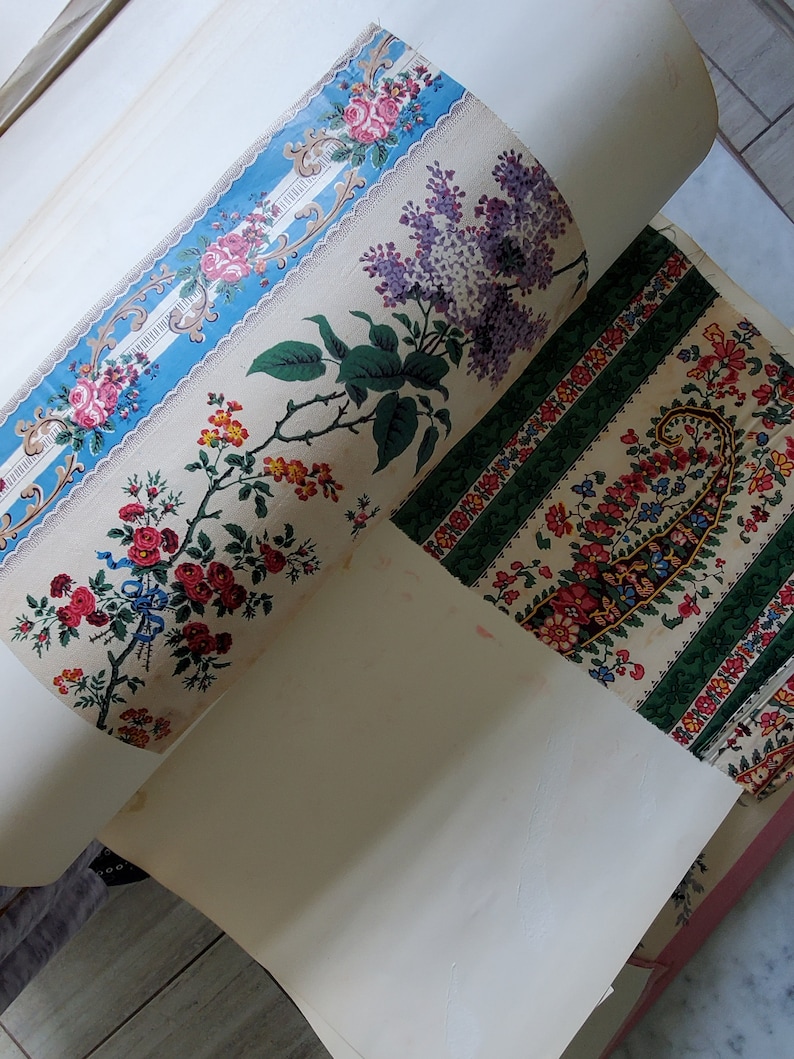 Antique Classical French Floral Fabric, 1855-1865 Dated From Swatch ...