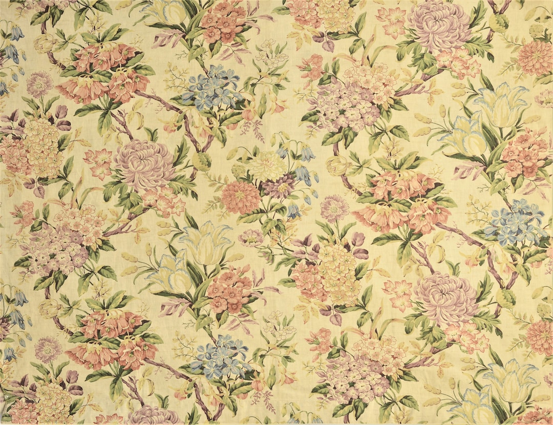 Antique Linen Fabric, English Floral Tree of Life Pattern - Etsy