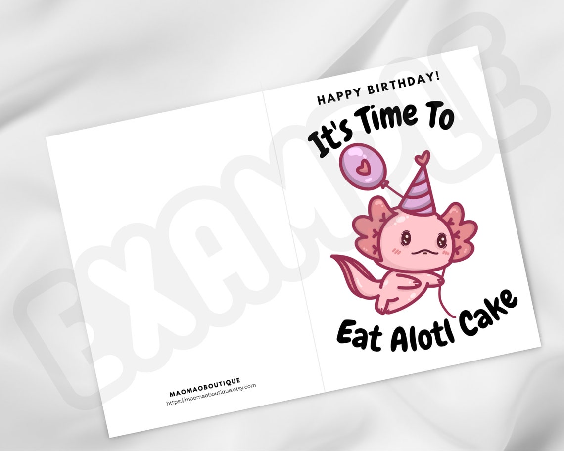 Printable Axolotl Birthday Card, Digital Axolotl Card, Axolotl Birthday ...