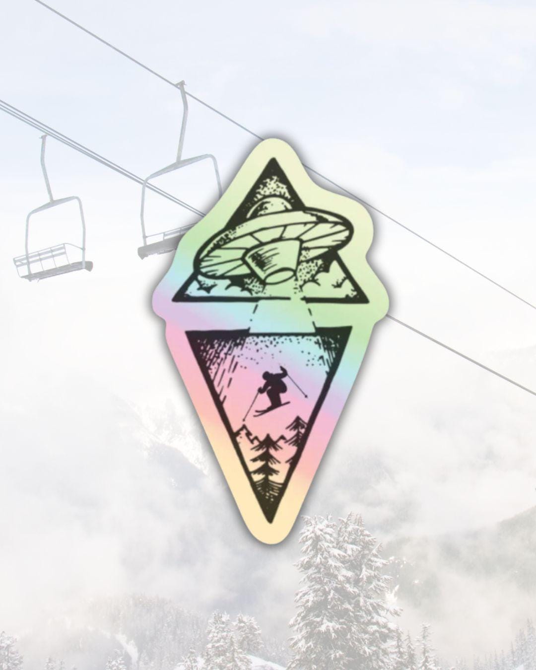 Holographic Skier Sticker | Vinyl Helmet Ski Decal - Etsy