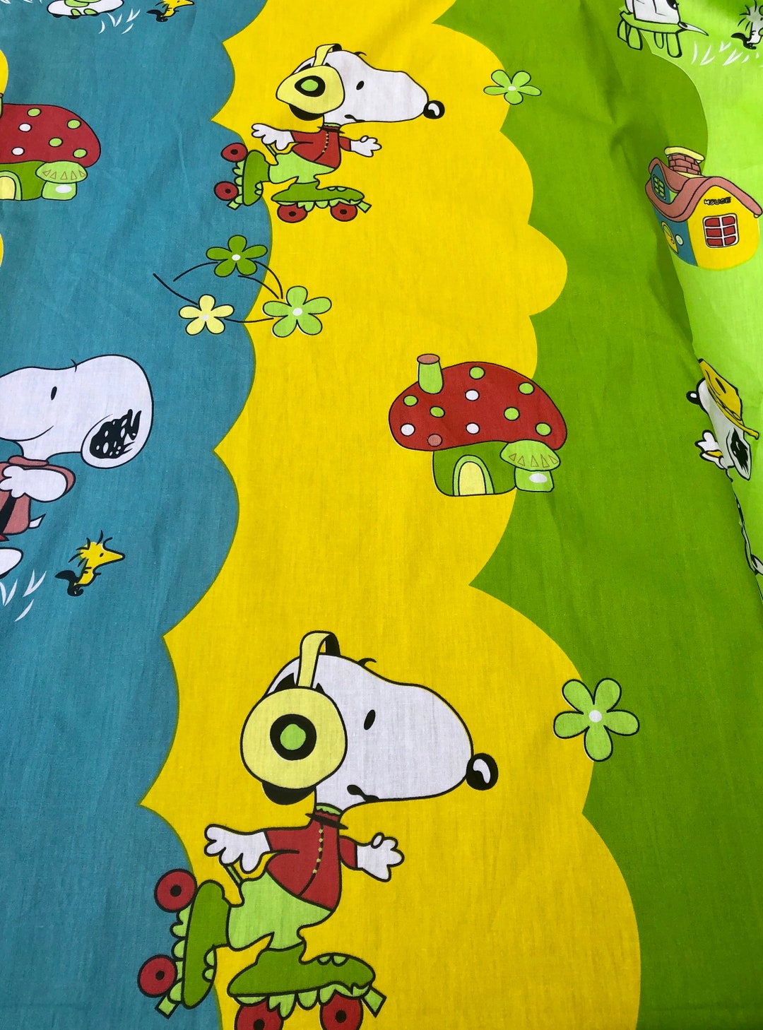 Snoopy Woody Cotton Fabric. Multicolored. Peanuts Characters Cotton ...