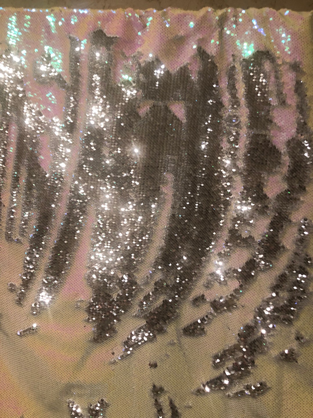 Reversible Holographic Sequin Fabric, Pink and Silver, 53" Wide. BTY - Etsy