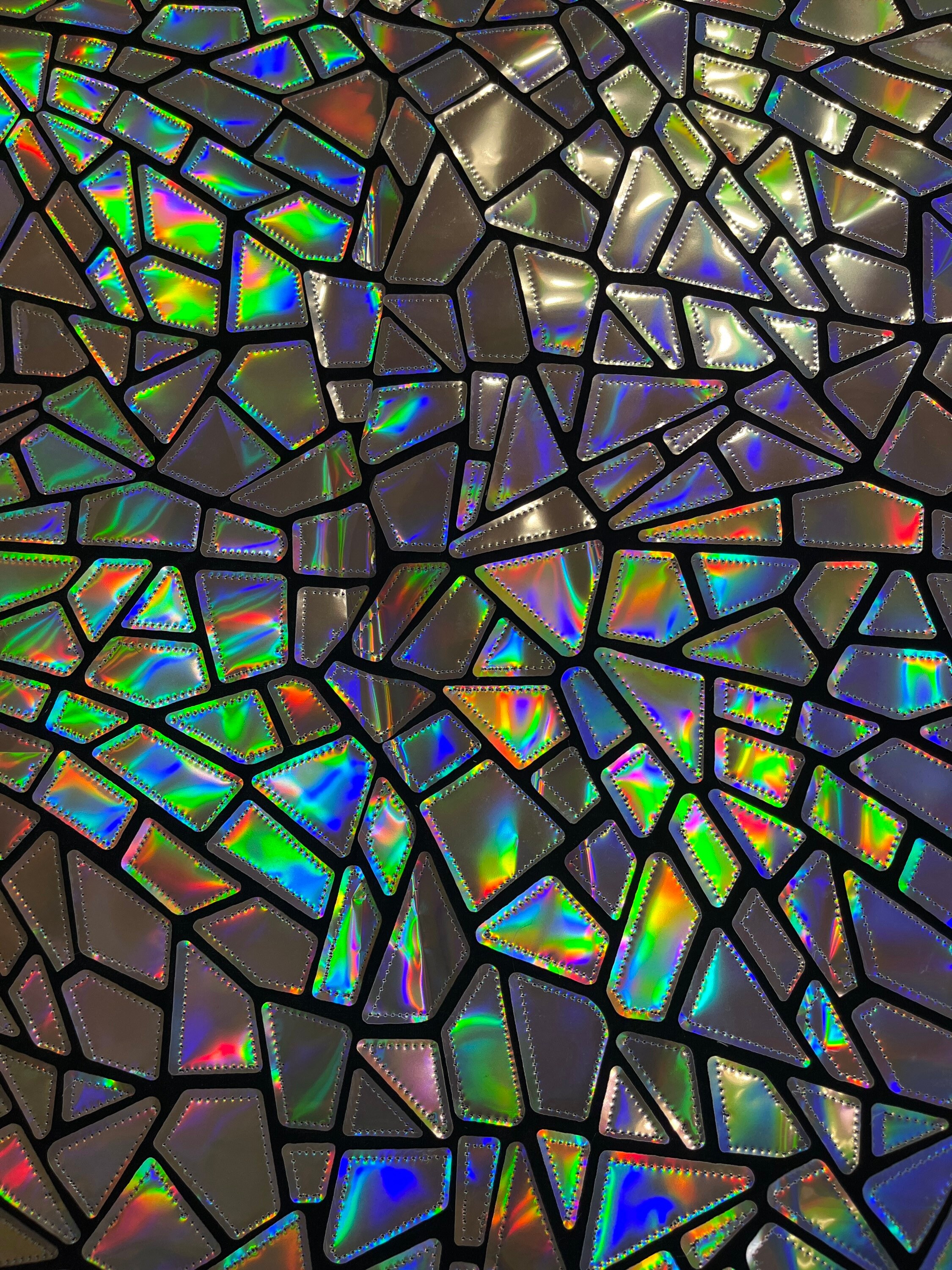 Silver Iridescent Holographic Geometric Velvet Base Lace. Big Irregular ...