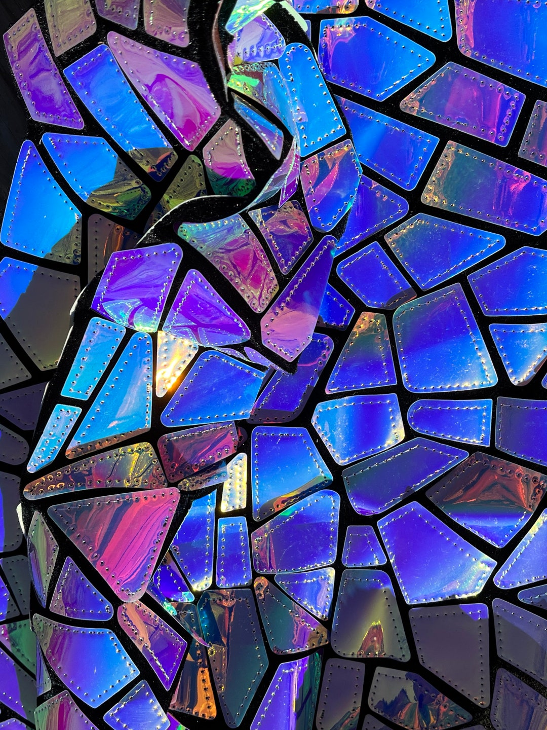 Iridescent Holographic Geometric Velvet Base Lace. Big Irregular ...