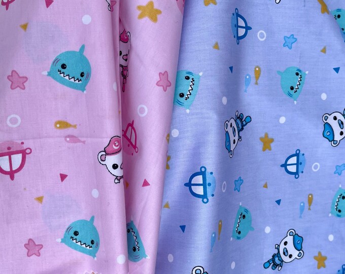 Octonauts Cotton Fabric. Lilac Blue and Pink Color. Small - Etsy