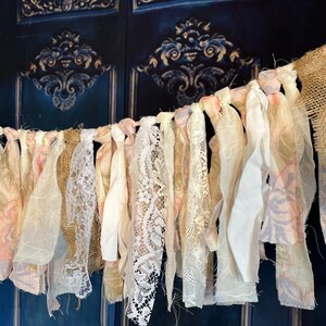 Vintage Simple Shabby Chic Roses Cotton, Burlap and Lace Garland ...