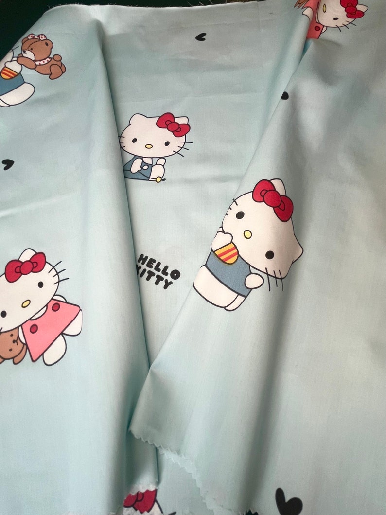 Hello Kitty Cotton Fabric, Cute Cartoon Print, 63" Wide - Etsy