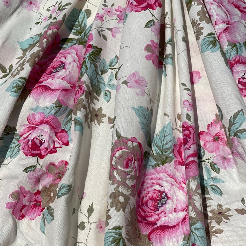 Rose Print Fabric - Etsy