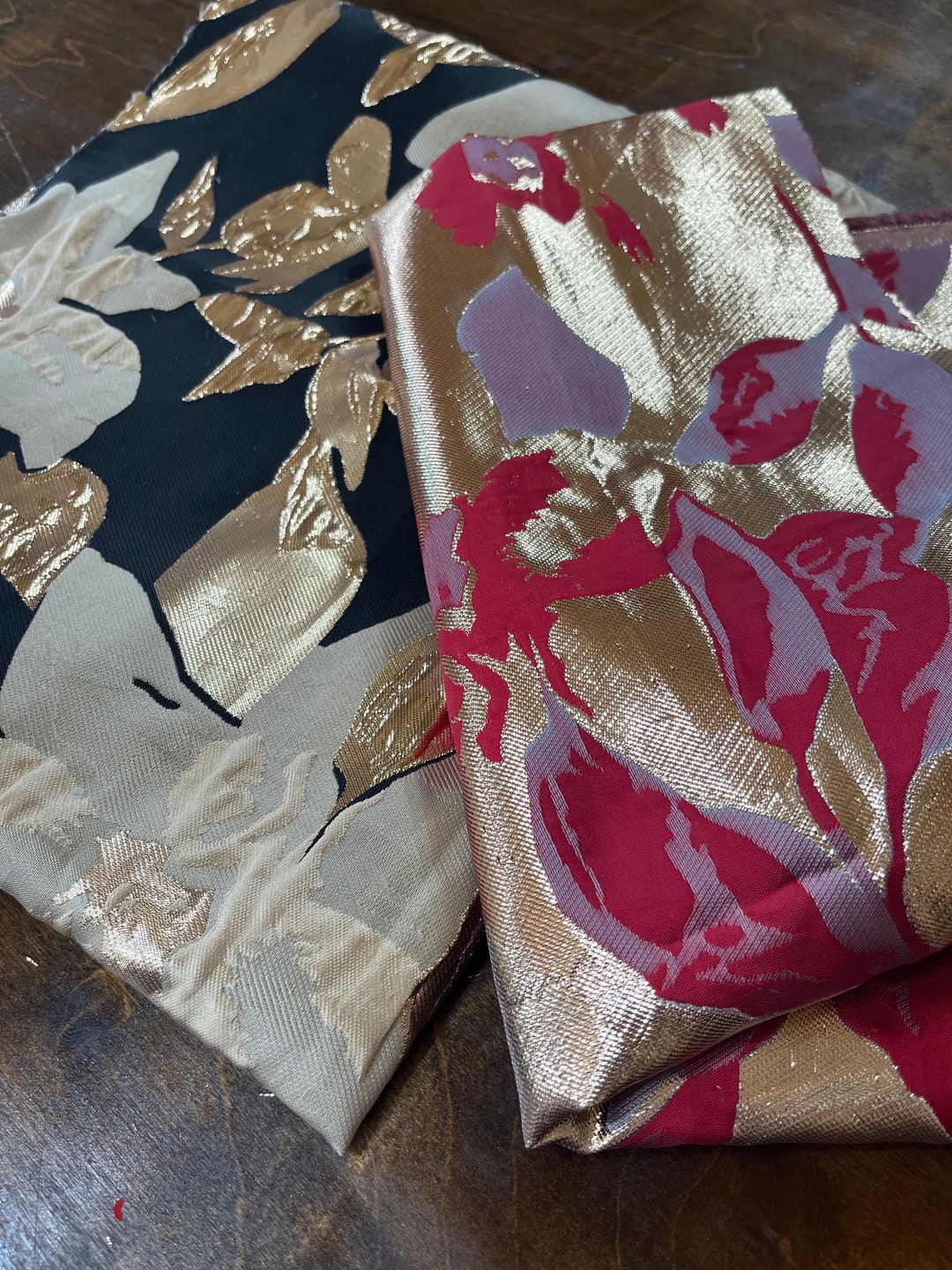 2 Big Pieces of Brocade Lace. Unique Design, Double Sided Gold and ...