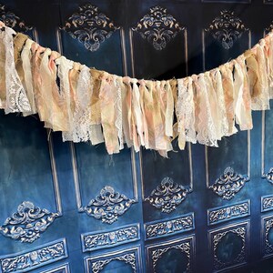 Vintage Simple Shabby Chic Roses Cotton, Burlap and Lace Garland ...