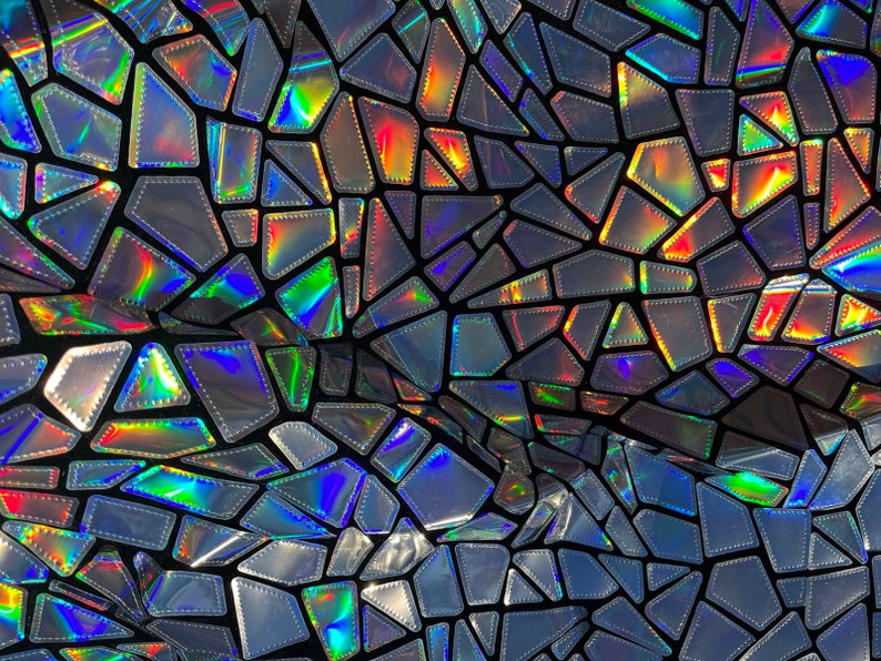 Silver Iridescent Holographic Geometric Velvet Base Lace. Big - Etsy