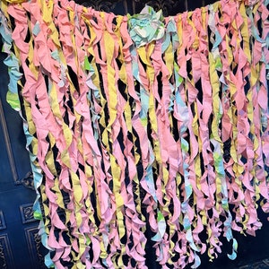 Pink Ruffle Garland, Pink, Yellow, Blue Curly Banner. Birthday, Tea ...