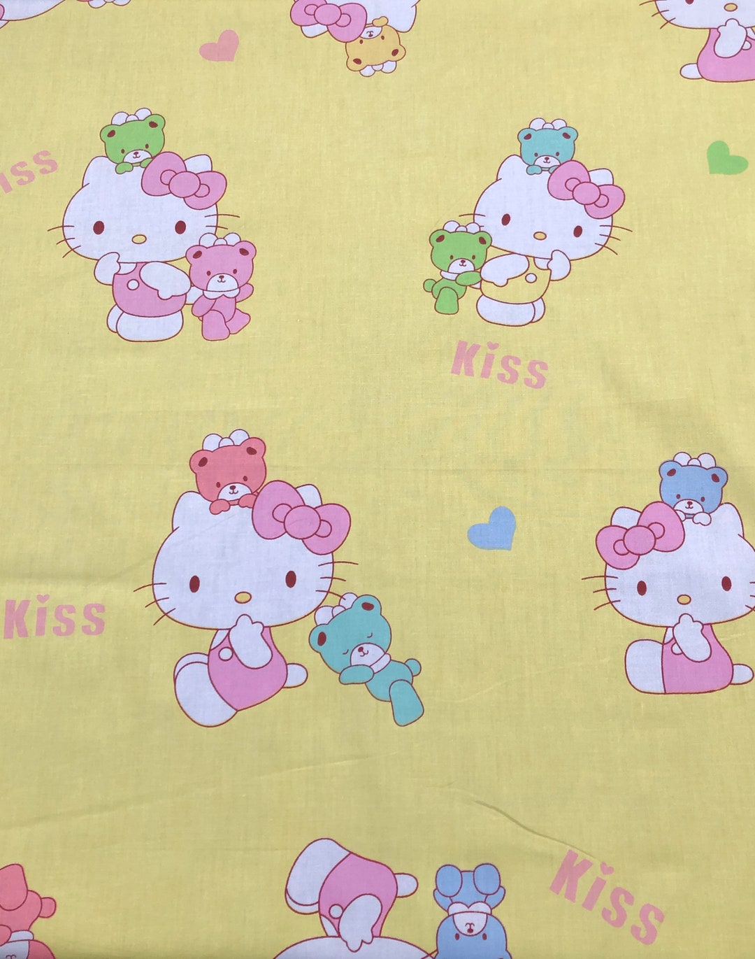 Hello Kitty Cotton Fabric. Yellow Color, Kids Kitty Cotton Great ...