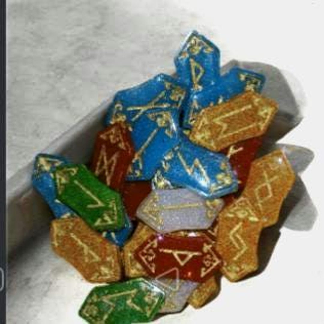 25 PC Futhark Rune Stones in Resin Elemental Chevron Shapes or ...