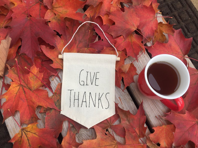 Give Thanks Fall Banner Autumn Wall Hanging Housewarming | Etsy