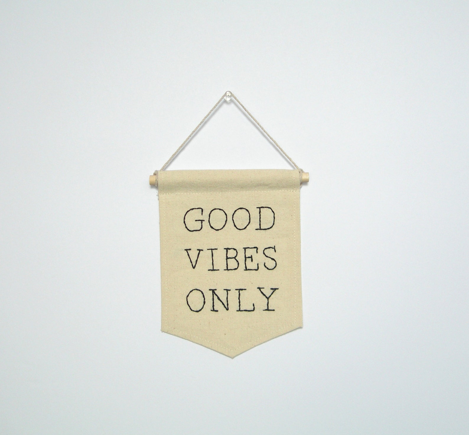 Good Vibes Only, Embroidered Mini Banner Wall Hanging, House Warming ...