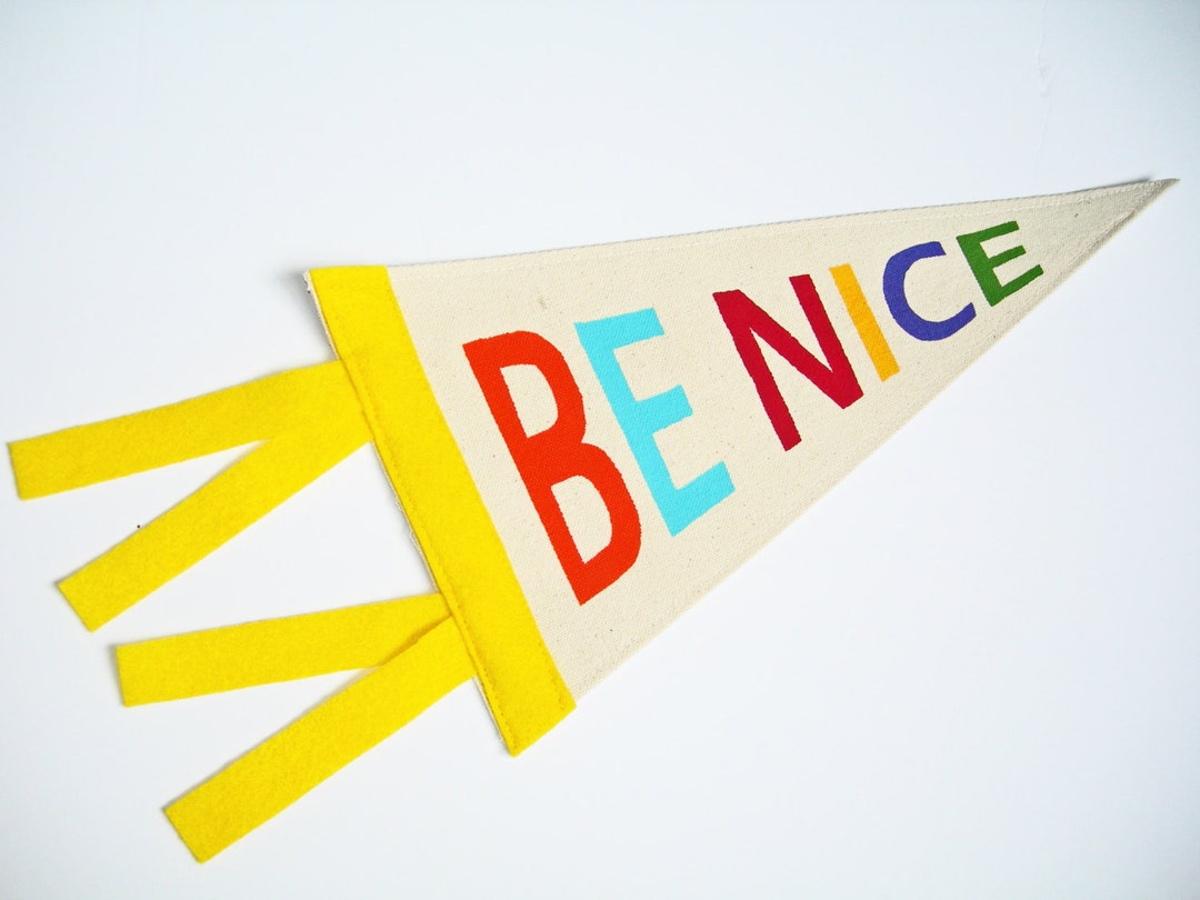 Canvas Pennant Flag, Be Nice, Playroom Decor, Nursery Banner, Kids Room ...
