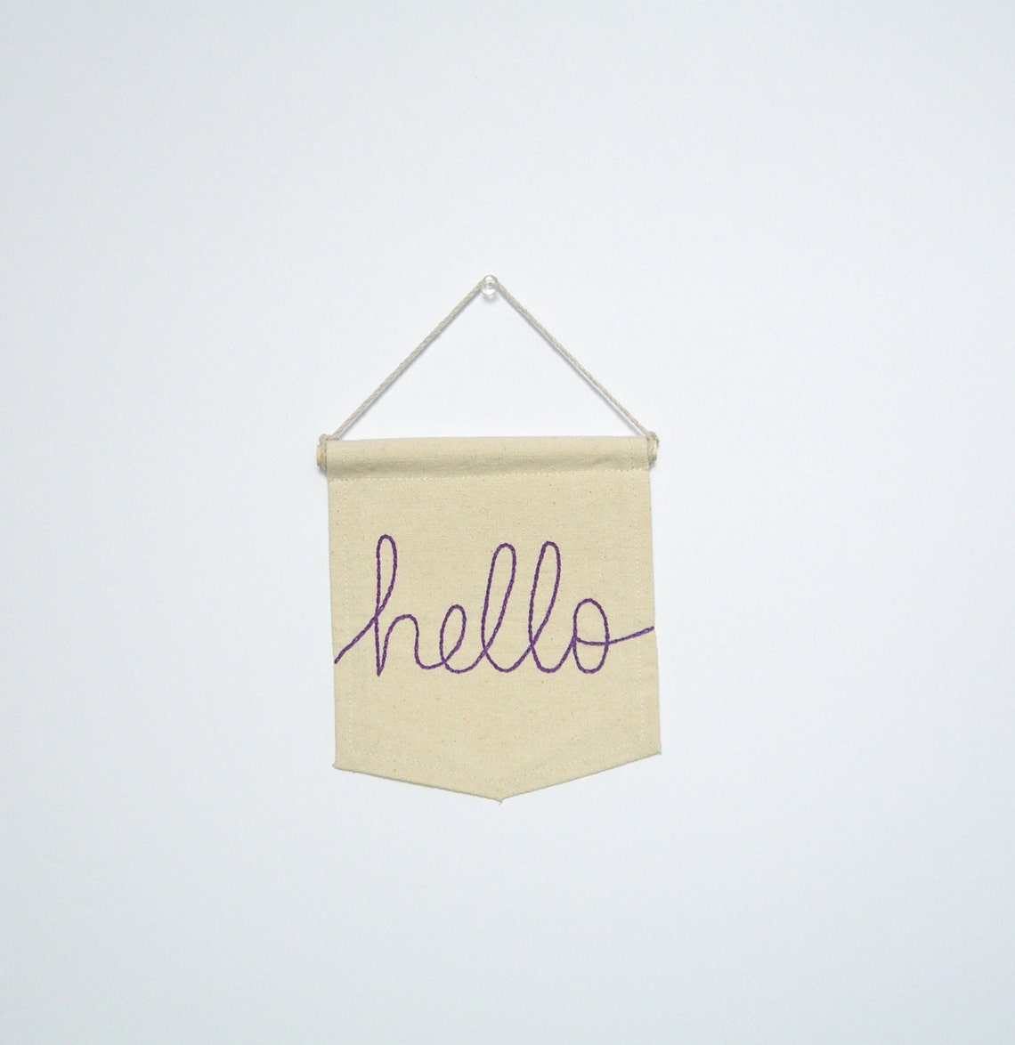 Hello Banner Mini Banner Hand Embroidered Wall Art Hello - Etsy