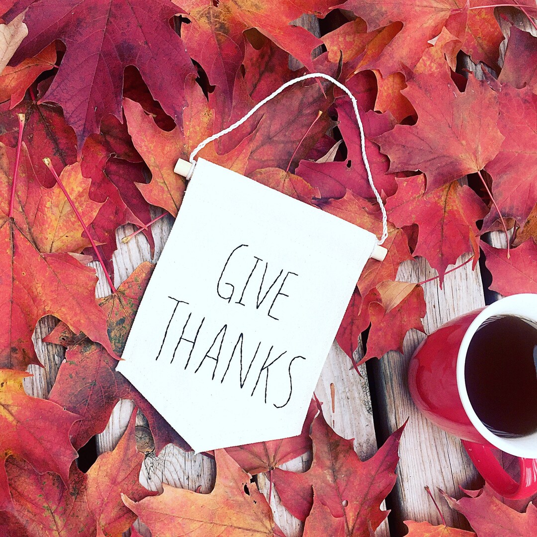 Give Thanks, Fall Banner, Autumn Wall Hanging, Housewarming, Thanks ...