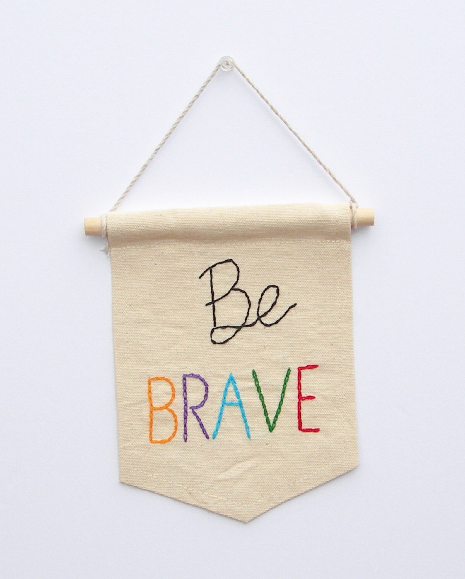 Be Brave, Embroidered Mini Banner Wall Hanging, Inspirational Quote ...