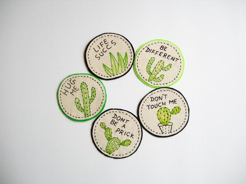 Cactus Patch or Pin Custom Hand Embroidered Patch Sew on | Etsy