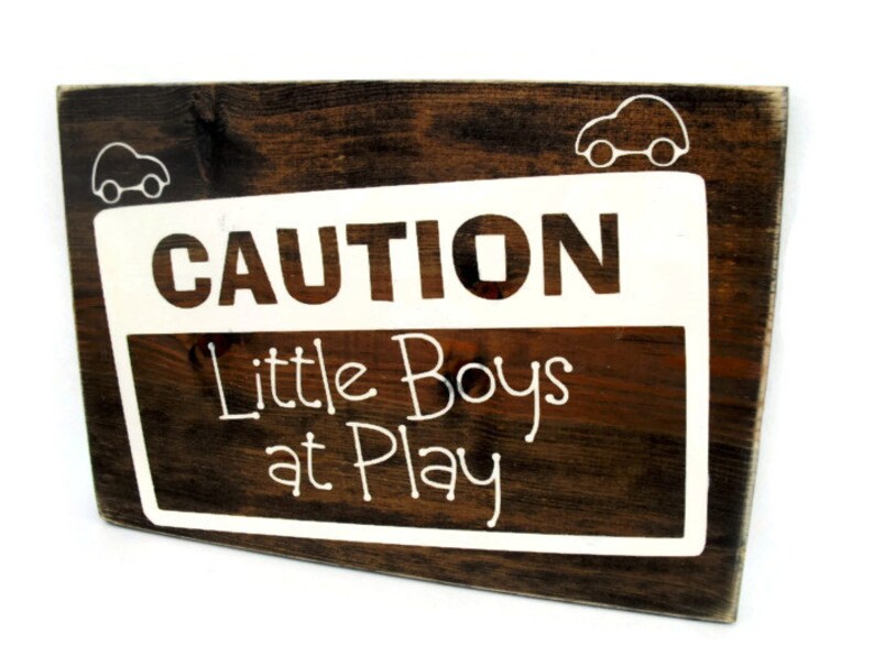 Little Boy Room Rustic Wood Sign Caution Little Boys at Play | Etsy