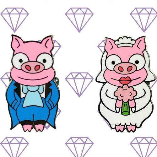 Simpsons Wedding Cuff Links Pig Bride and Groom Enamel - Etsy