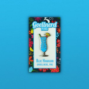 Blue Hawaiian Enamel Pin | Cocktail Drinks Happy Hour Hard Enamel Pin ...