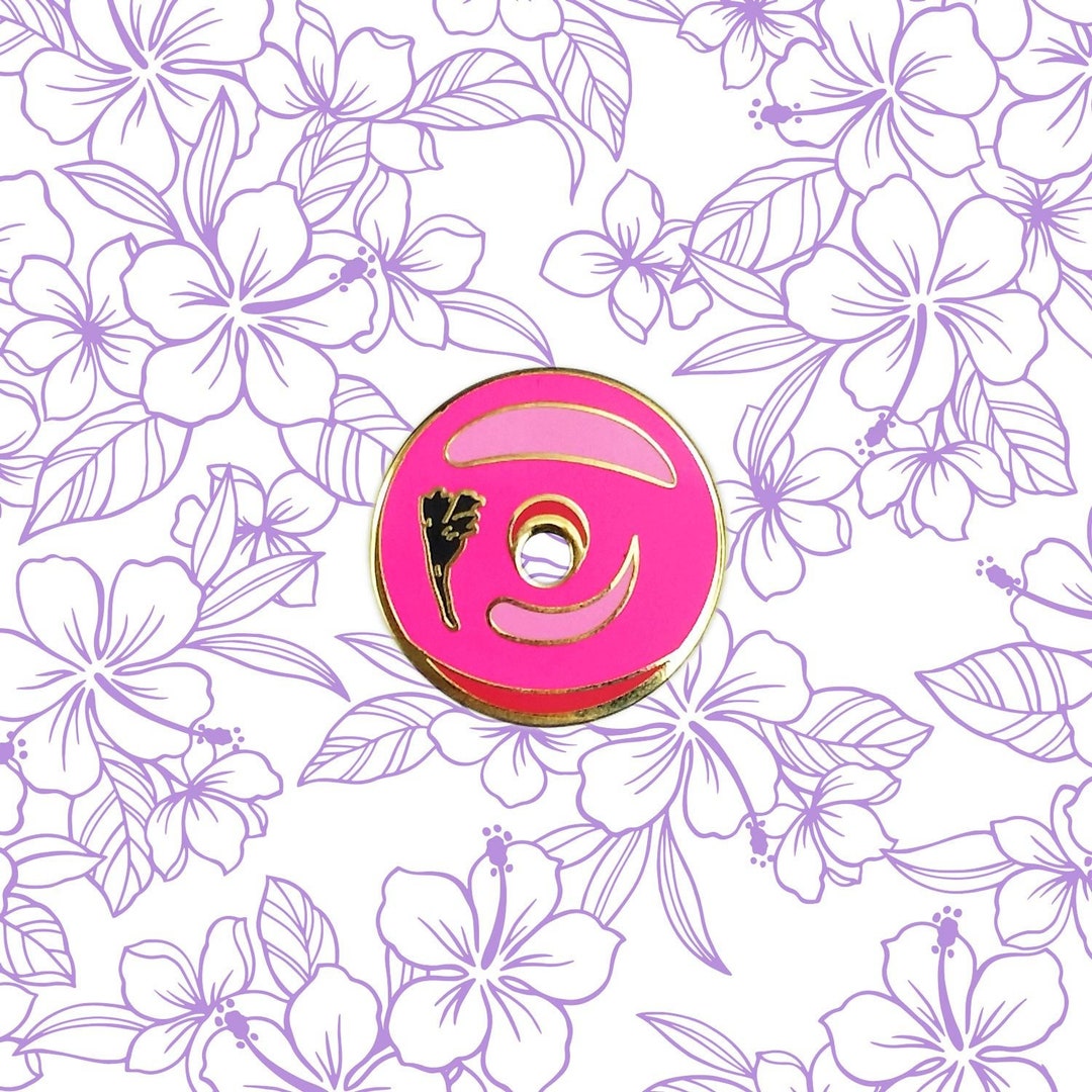 Pink Donut Enamel Pin Hibiscus Doughnut Pin Donut Pin Pink Donut Party ...