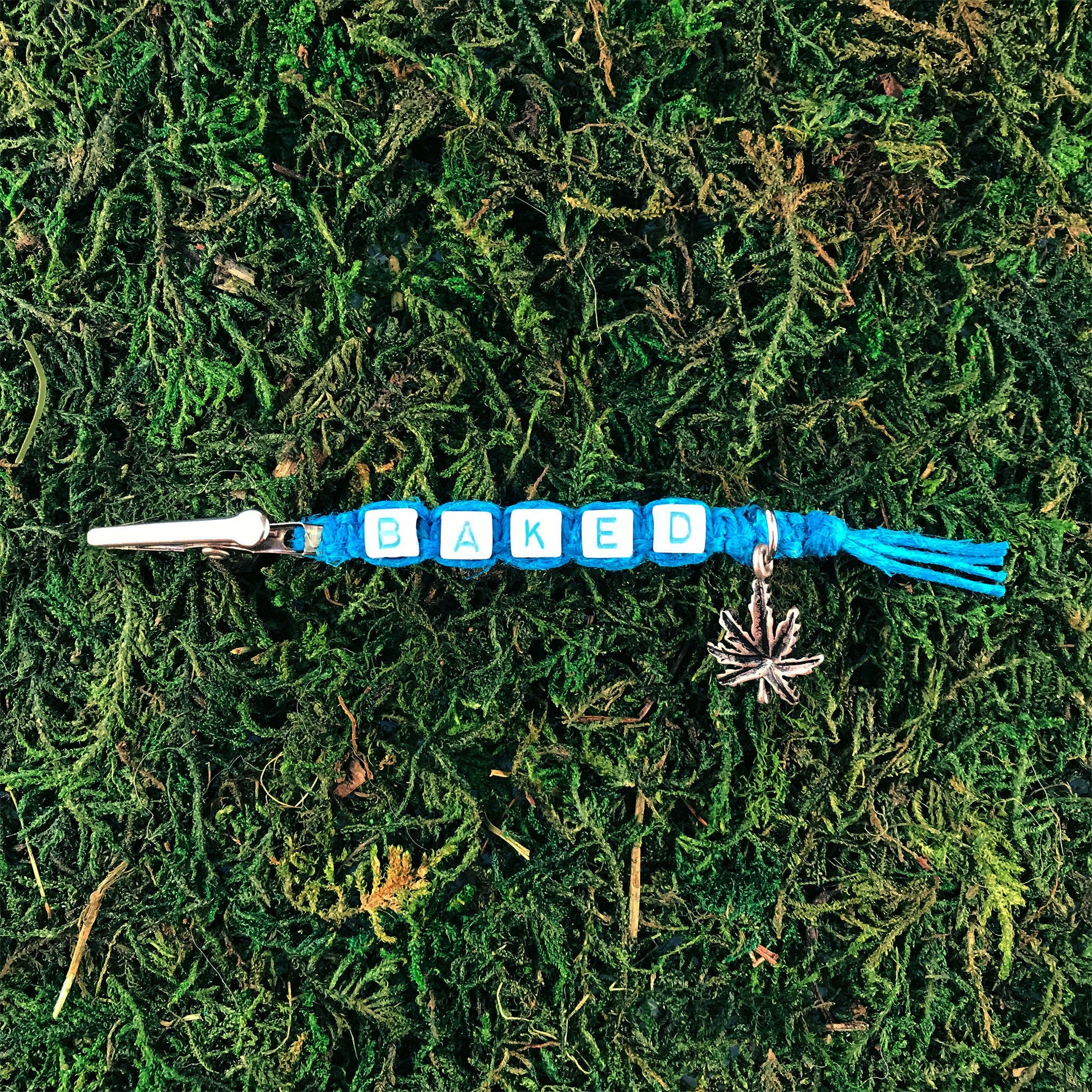 BAKED Turquoise Pot Leaf Roach Clip Blue Hemp Marijuana | Etsy