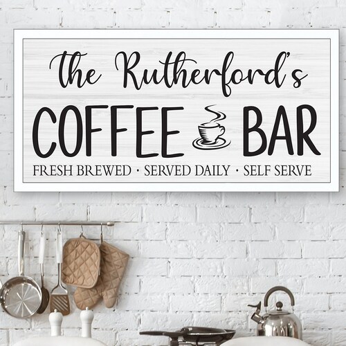 Personalized Coffee Bar Sign Coffee Bar Decor Kitchen Sign - Etsy