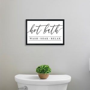 Hot Bath Sign-wash Soak Relax Sign-bathroom Wall Art-bathroom - Etsy