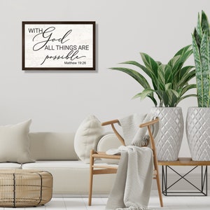 Scripture Wall Decor-with God All Things Are Possible Sign-bible Verse ...