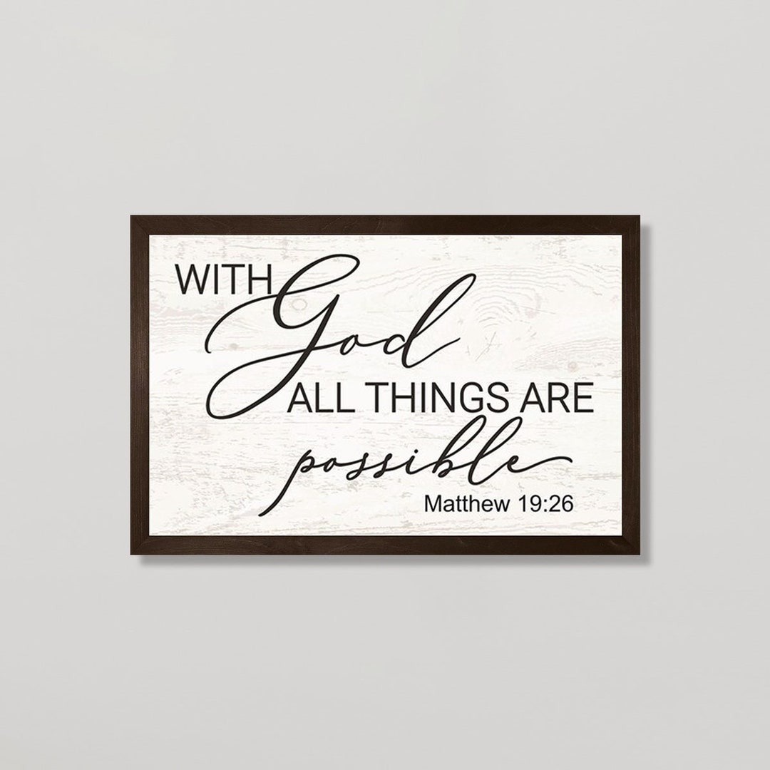 Scripture Wall Decor-with God All Things Are Possible Sign-bible Verse ...
