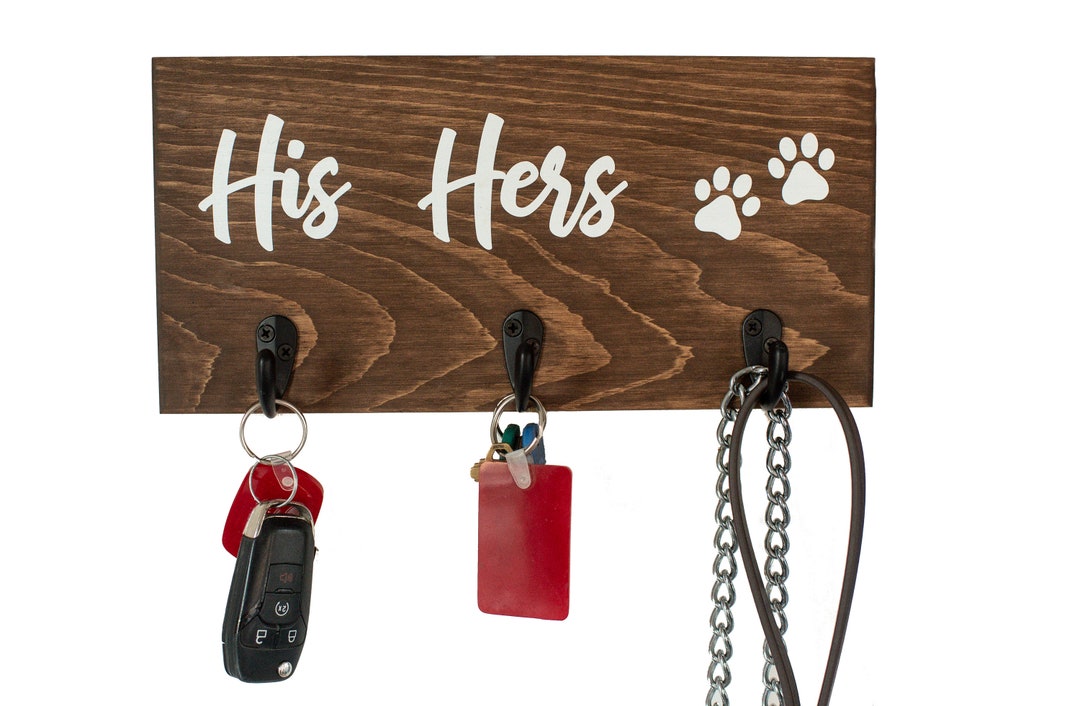 His Hers Dog Key Holder-key and Dog Leash Holder for Wall-his and Hers ...