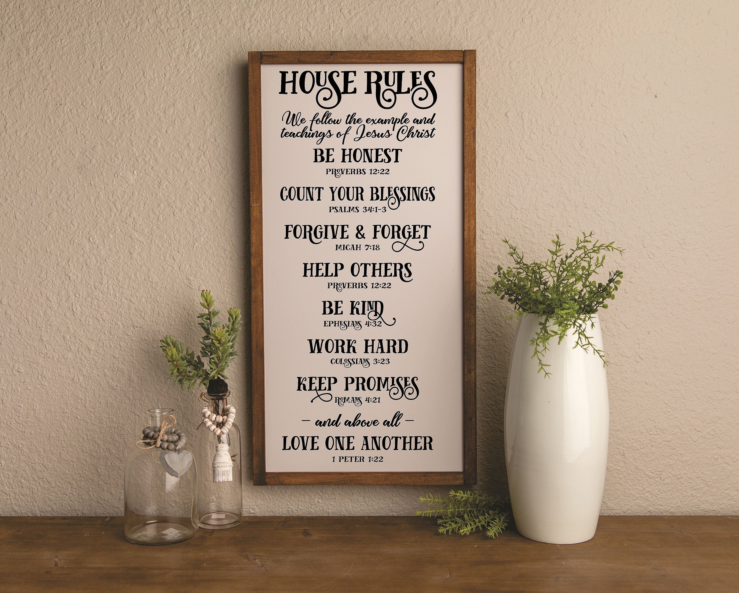 House Rules Sign-scripture Family Rules-religious Wall Decor | Etsy