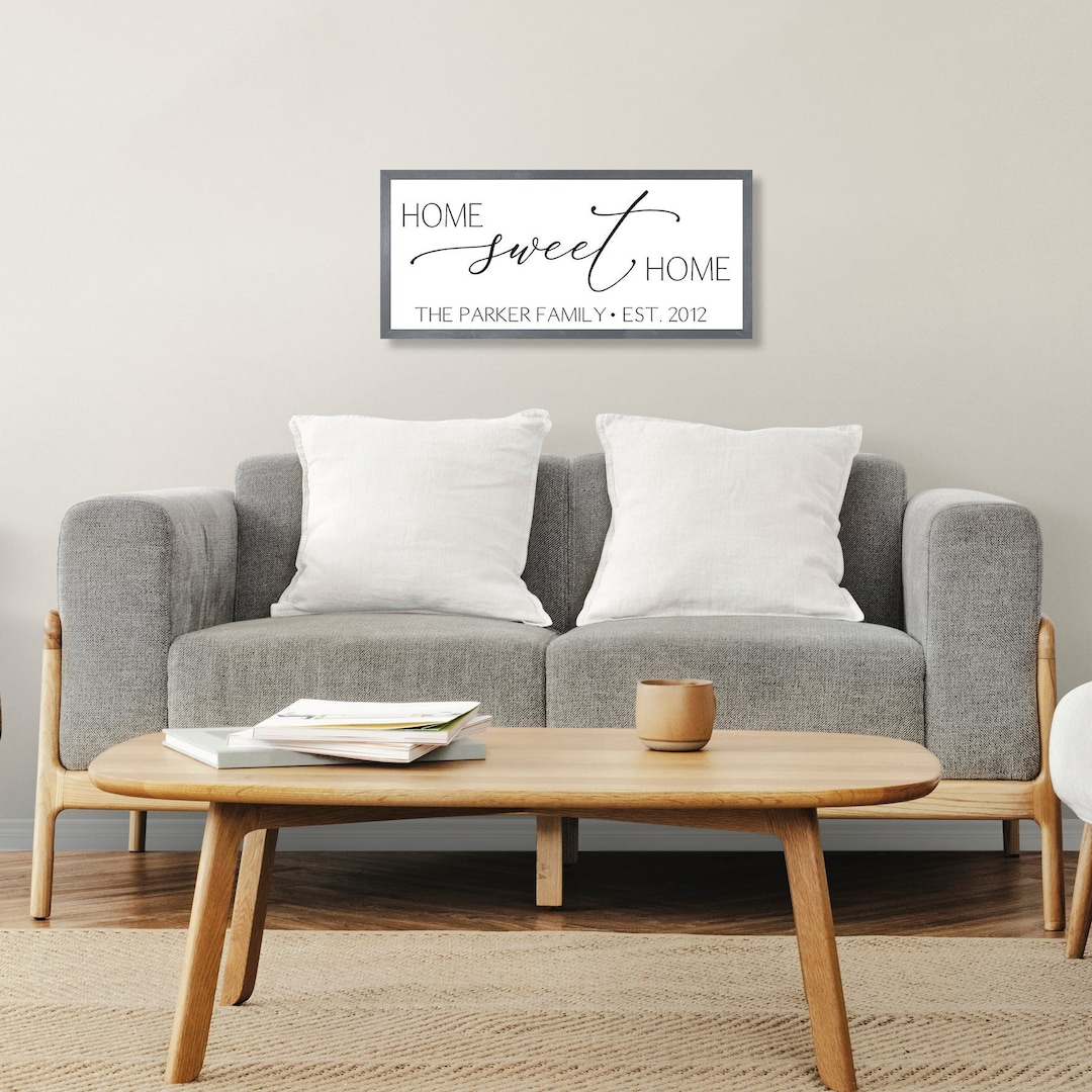 Home Sweet Home Sign Personalized Home Sign-for Above Couch-living Room ...