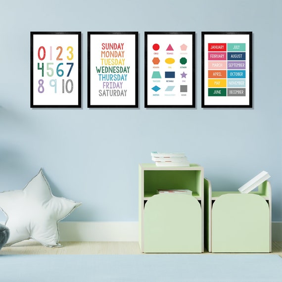 Kid's Playroom Signs-kids Playroom Wall Art-learning Wall - Etsy
